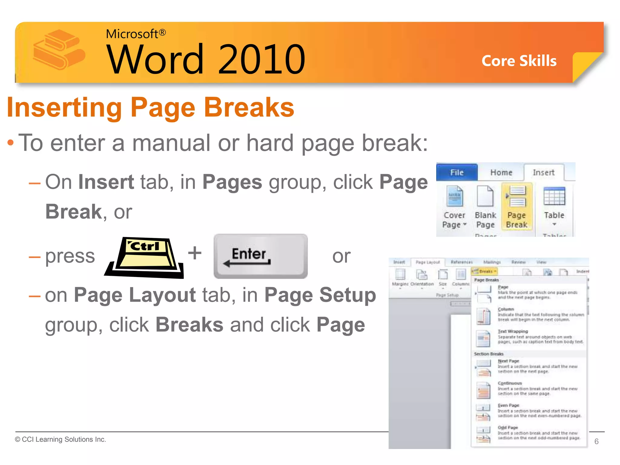 Word Lesson 5B Page & Section Breaks | PPTX