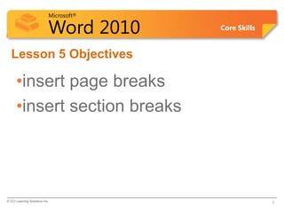 Word Lesson 5B Page & Section Breaks | PPTX