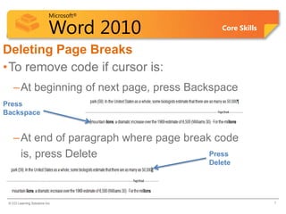 Word Lesson 5B Page & Section Breaks | PPTX