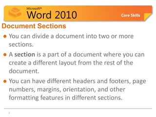 Word Lesson 5B Page & Section Breaks | PPTX