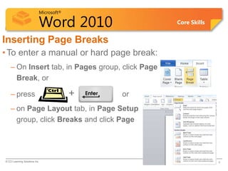 Word Lesson 5B Page & Section Breaks | PPTX