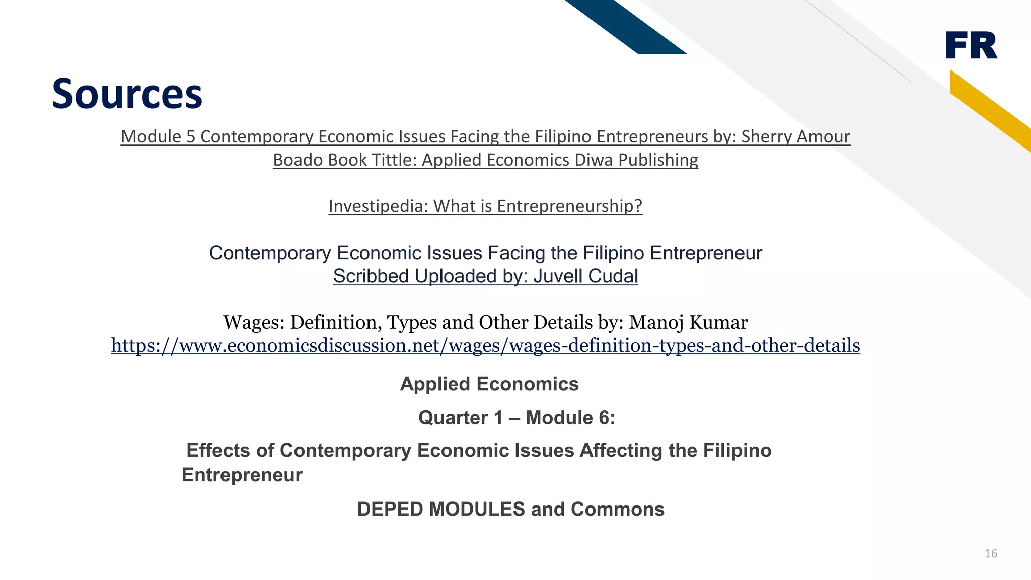 Lesson 5 Contemporary Economic Issues Affecting The Filipino ...