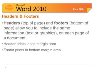 Word Lesson 5C Columns, Header, Footers, Page No. | PPT