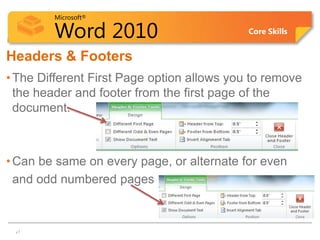 Word Lesson 5C Columns, Header, Footers, Page No. | PPTX