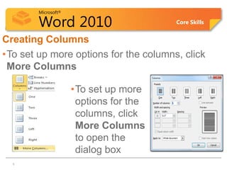 Word Lesson 5C Columns, Header, Footers, Page No. | PPT