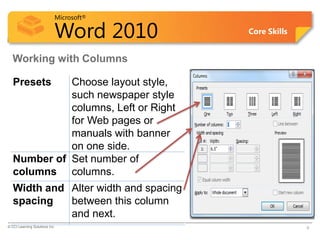 Word Lesson 5C Columns, Header, Footers, Page No. | PPT