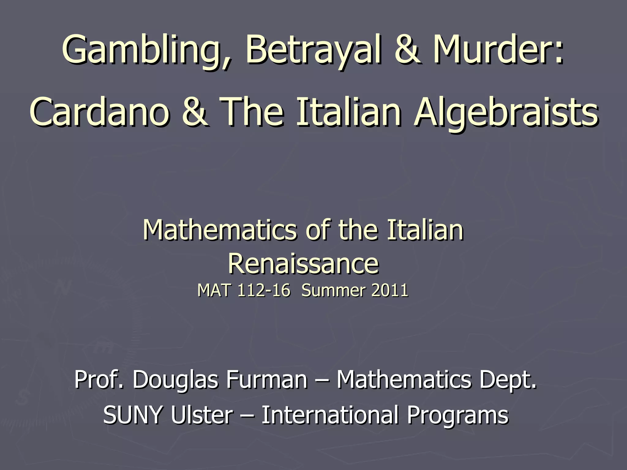 Lesson 5 gambling, betrayal & murder algebra | PPT