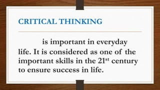 Practicing Critical Thinking | PPT