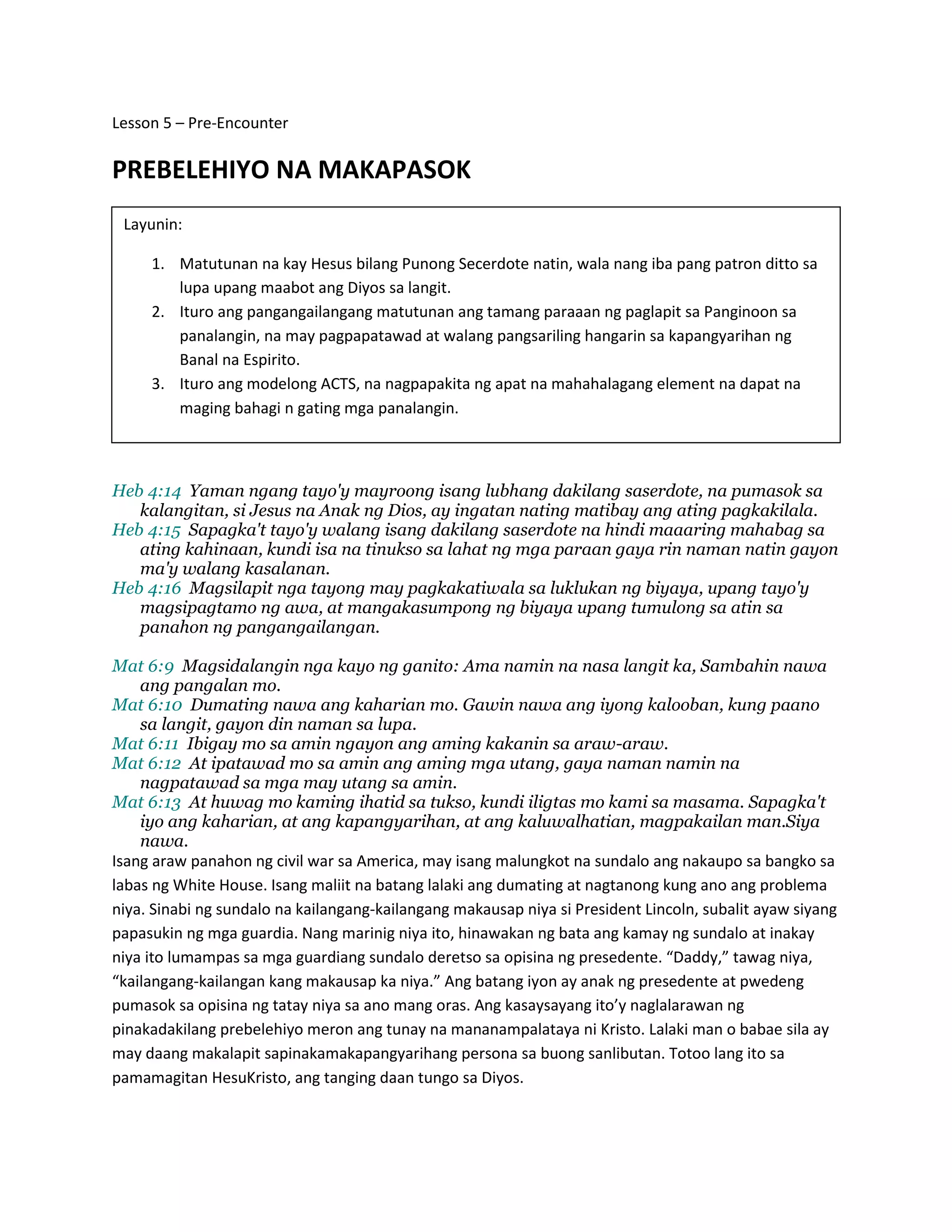 Lesson 5 pre encounter | DOCX