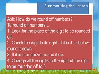 Lesson 5 Rounding Off Numbers to the Nearest Tens, Hundreds and ...
