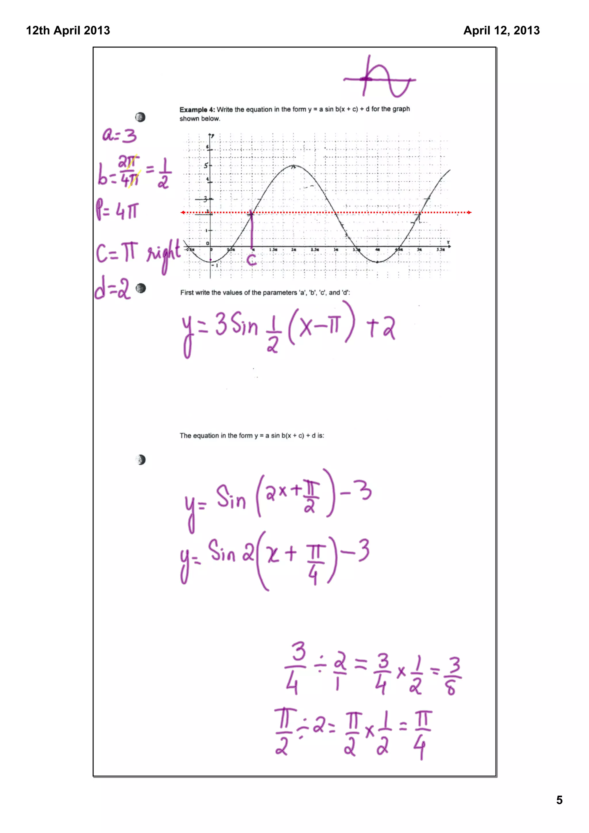 Lesson 5 sinusoidal functions 12th april 2013 | PDF