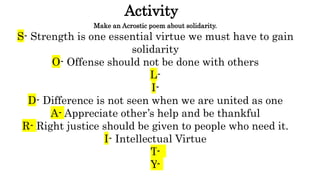 Lesson 5 solidarity- Values Education 9 | PPTX