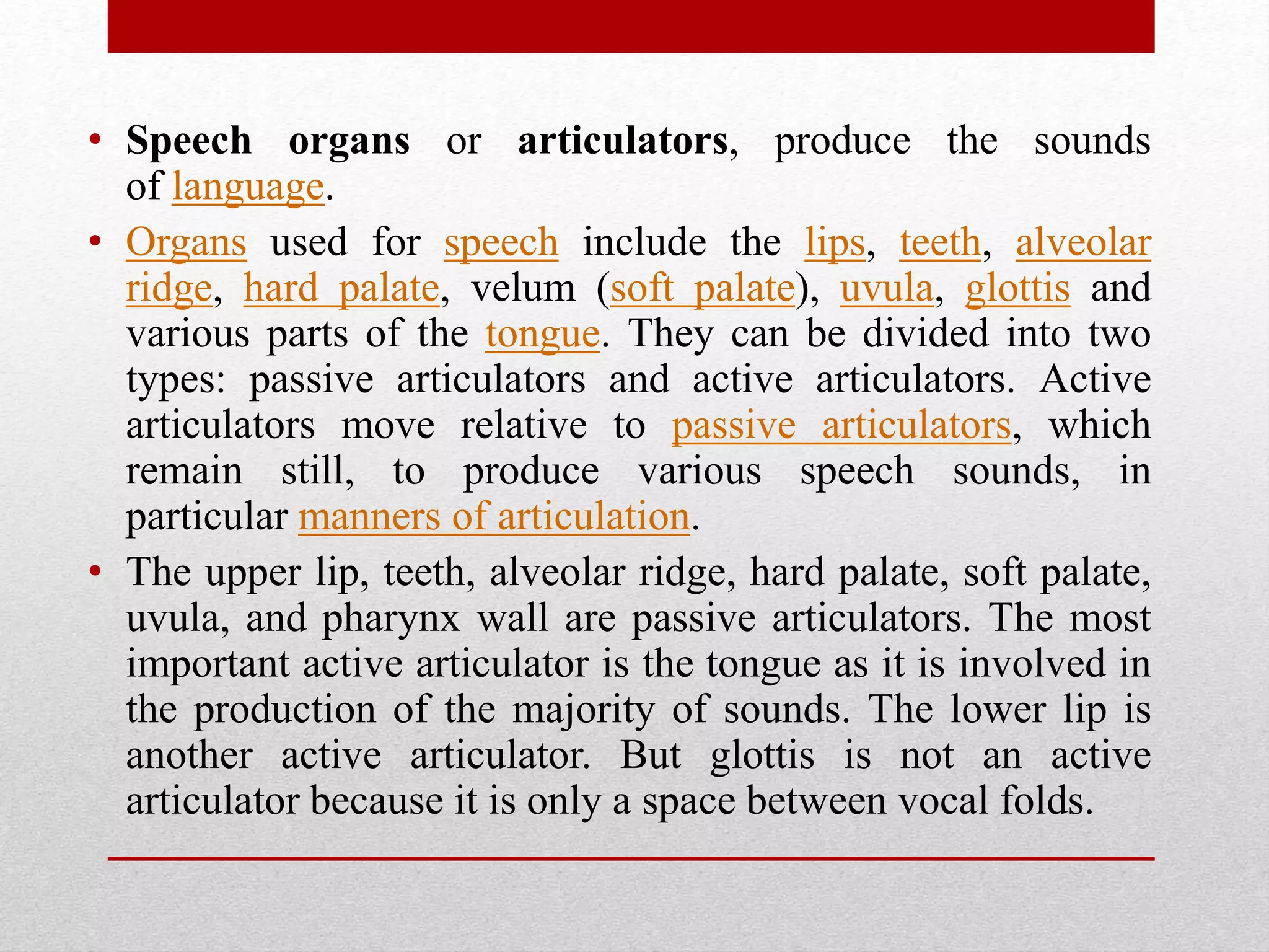 The Organs of Speech | PPTX