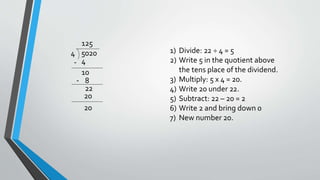 Lesson 6 Division of 3 to 4 digit numbers by 1 digit divisor without ...