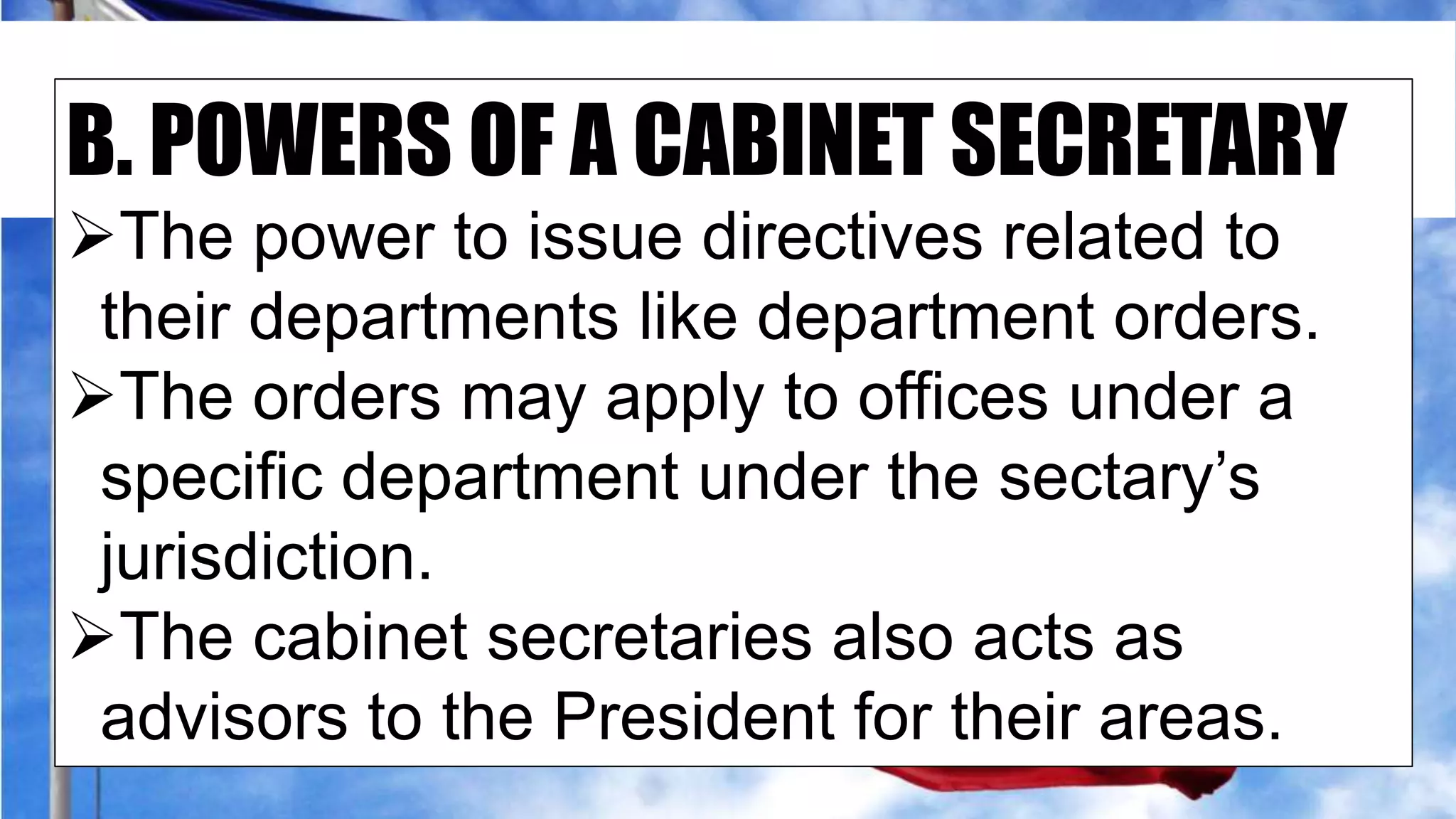 THE ROLES AND POWER OF EXECUTIVE BRANCH | PPTX