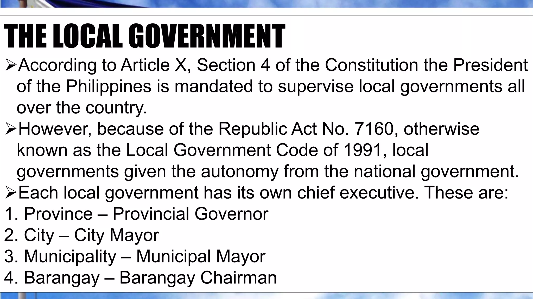 THE ROLES AND POWER OF EXECUTIVE BRANCH | PPTX