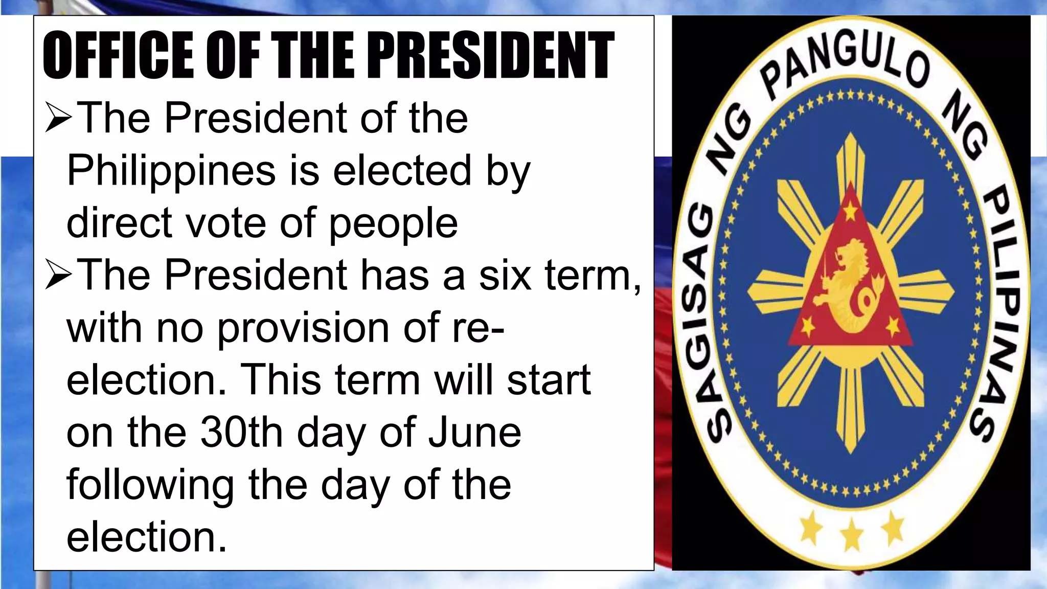 THE ROLES AND POWER OF EXECUTIVE BRANCH | PPTX