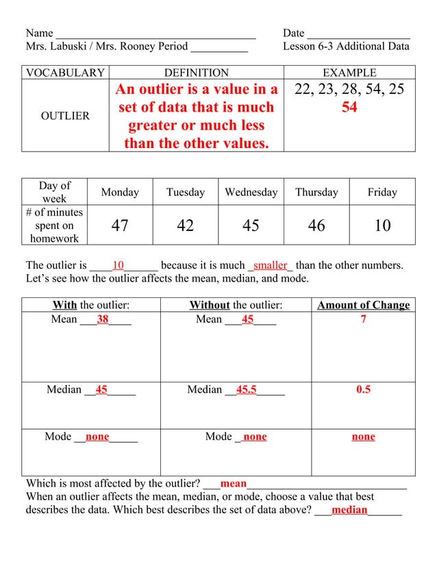 Lesson 6 3 additional data & outliers | DOC