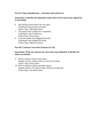 ENGLISH LESSON 6 - CLAUSES AND PHRASES Module | DOCX