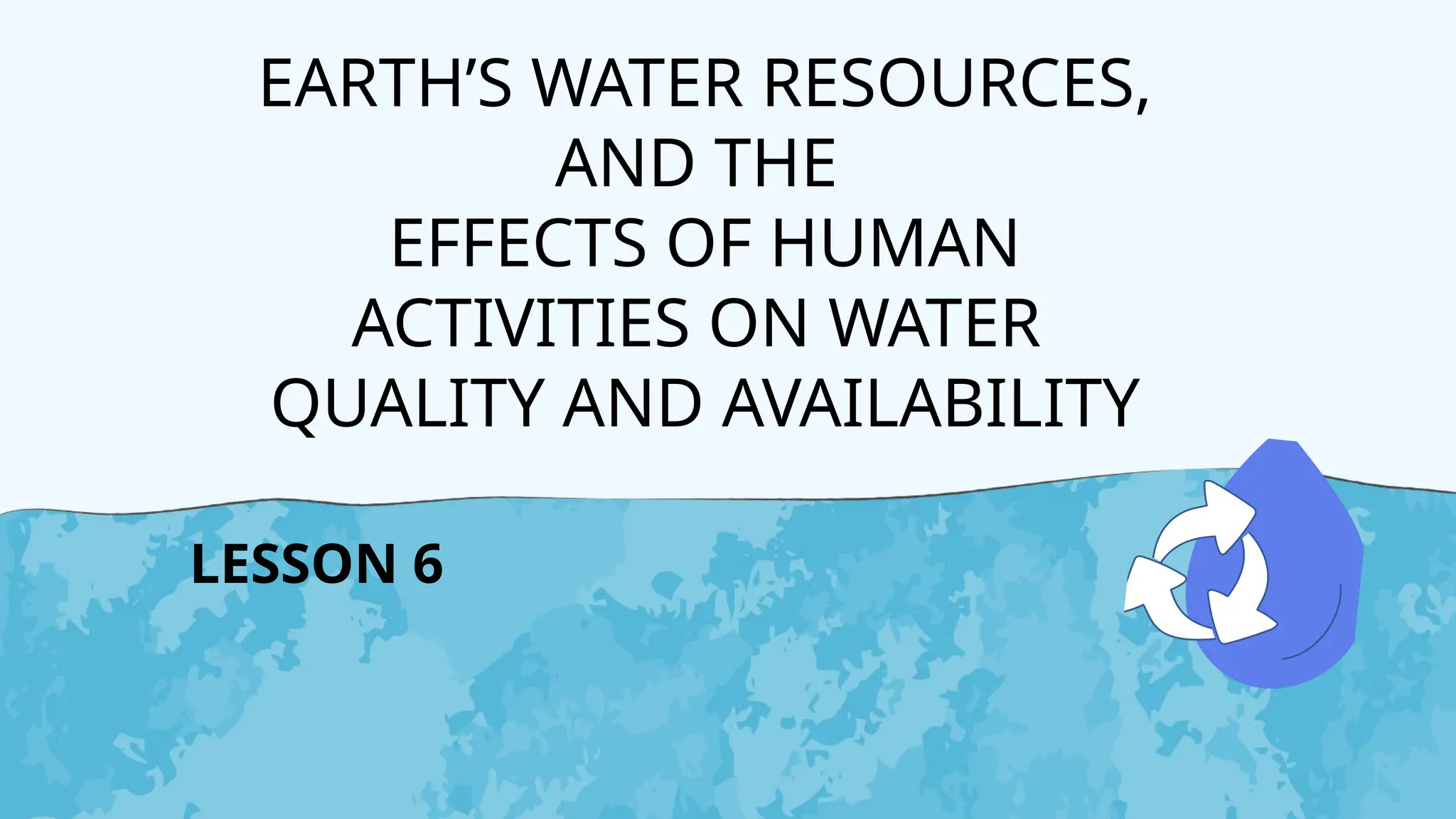 LESSON 6 EARTH’S WATER RESOURCES QUALITY OF WATER | PPTX