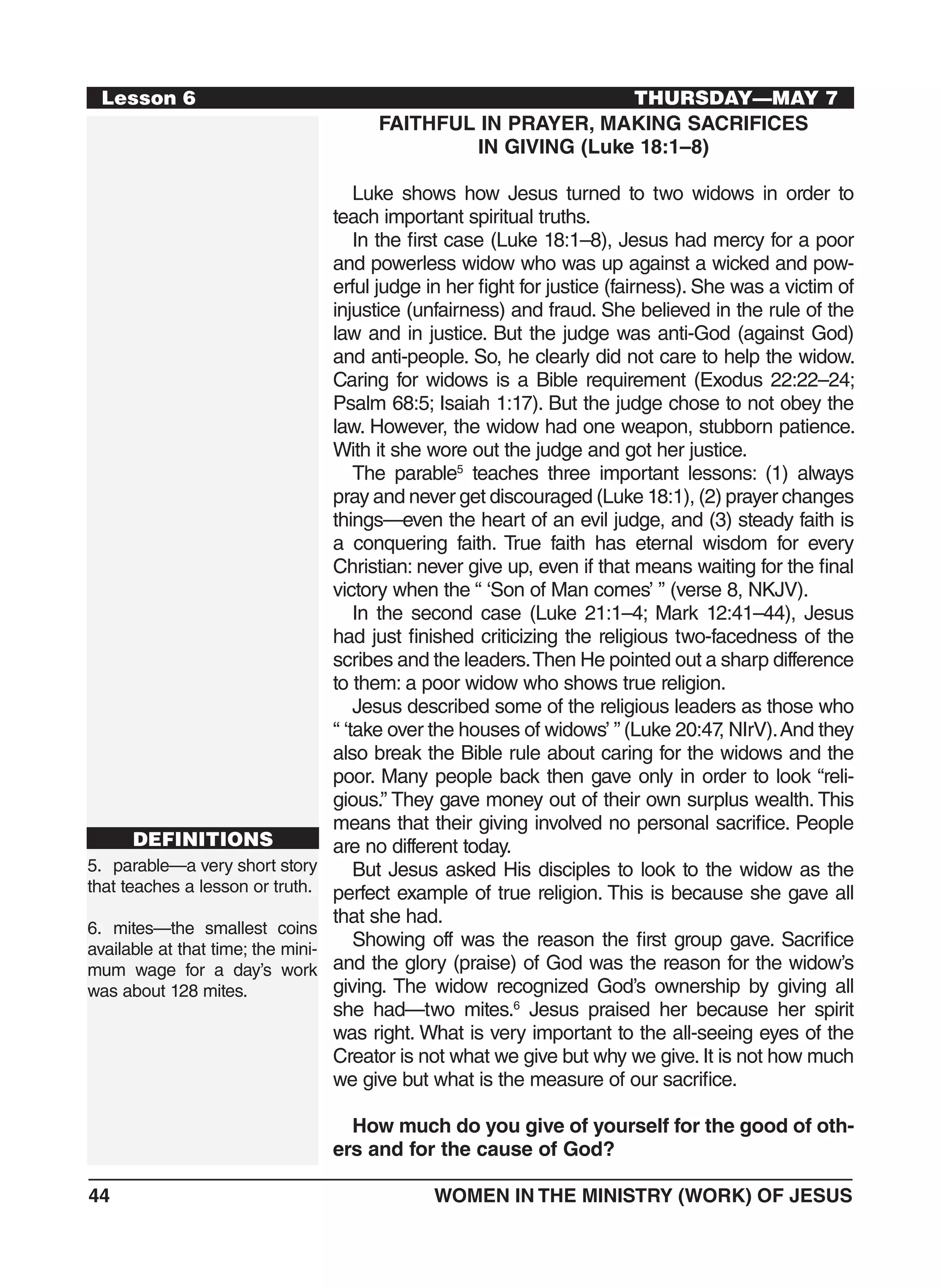 Lesson 6 | Easy reading edition | Women in the Ministry of Jesus | The ...