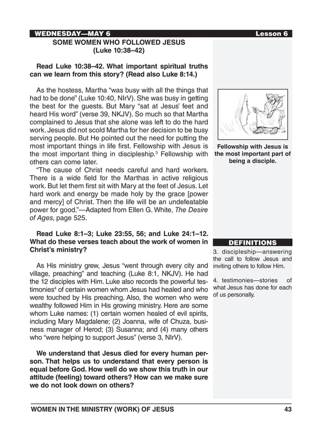 Lesson 6 | Easy reading edition | Women in the Ministry of Jesus | The ...
