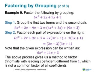 Lesson 6: Factoring Polynomials | PPTX | Programming Languages | Computing