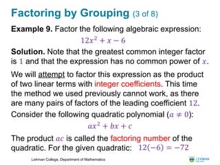 Lesson 6: Factoring Polynomials | PPTX