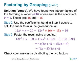 Lesson 6: Factoring Polynomials | PPTX | Programming Languages | Computing