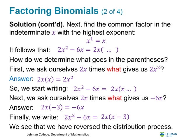 Lesson 6: Factoring Polynomials | PPTX | Programming Languages | Computing