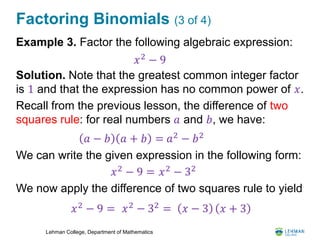 Lesson 6: Factoring Polynomials | PPTX