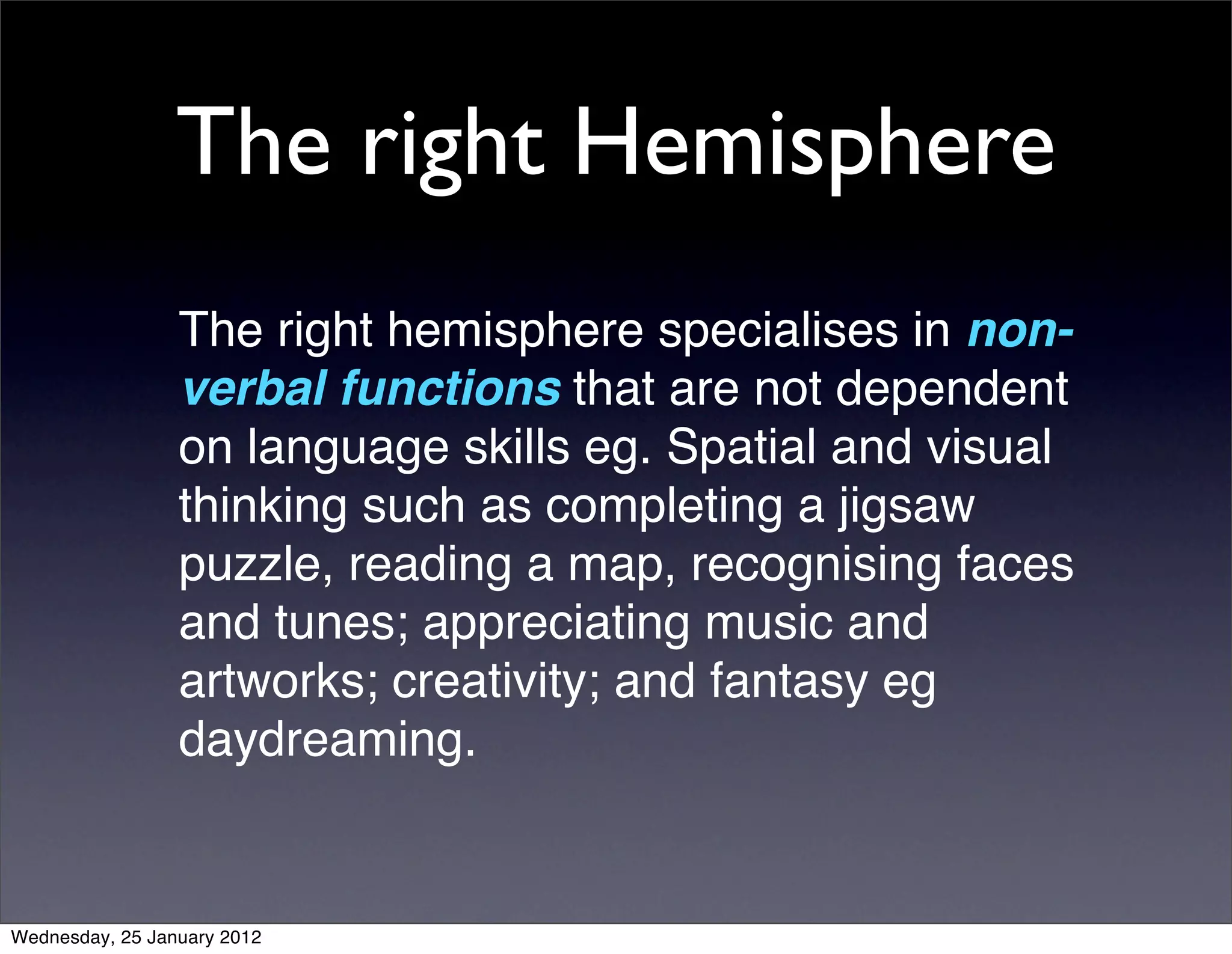 Lesson 6 hemispheric specialisation | PDF