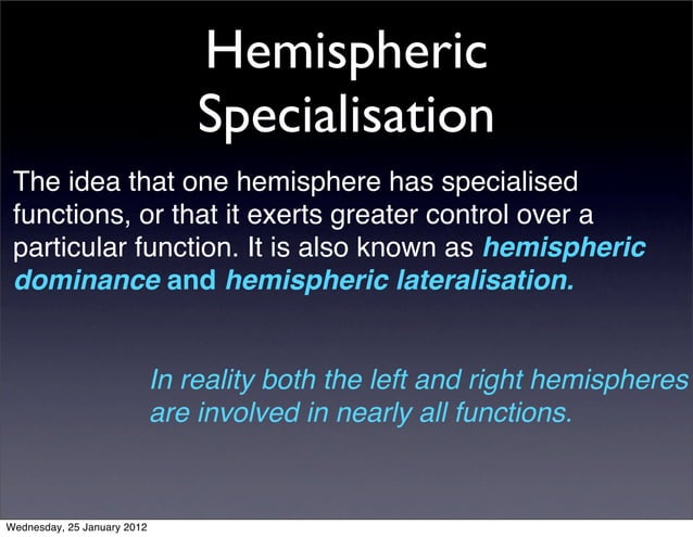 Lesson 6 hemispheric specialisation | PDF | Brain and Nervous System Disorders | Diseases and ...