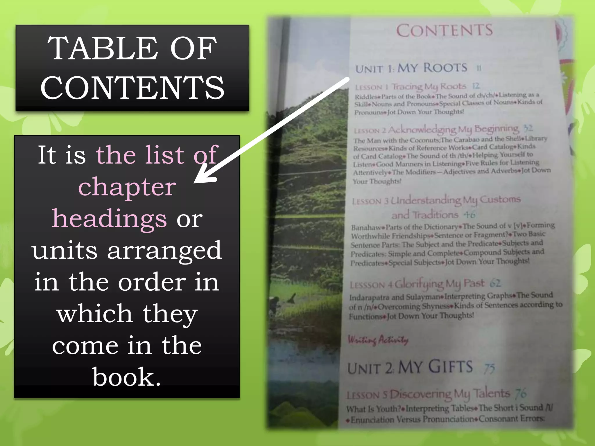 Lesson 6 parts of a book | PPTX