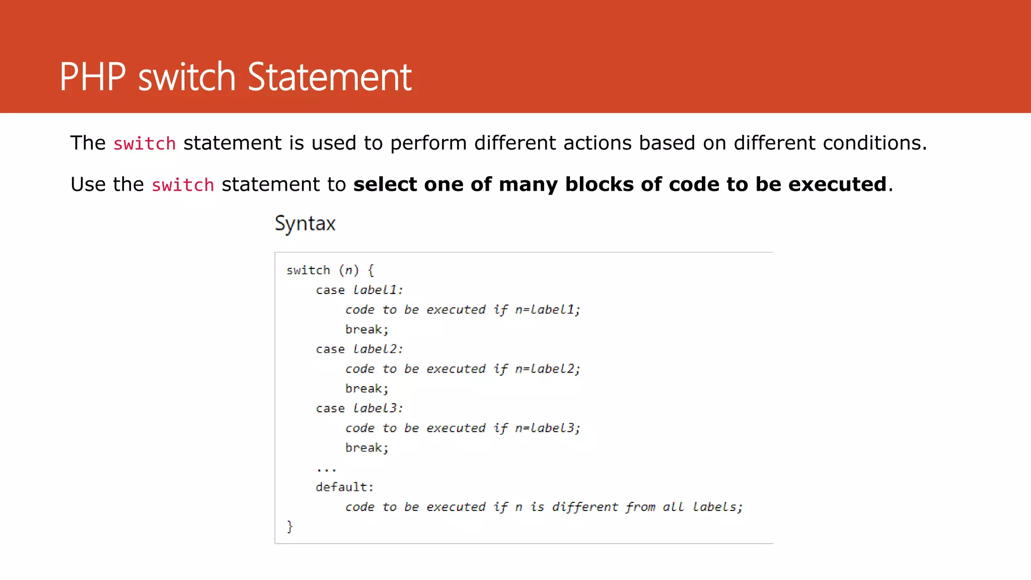Lesson 6 php if...else...elseif statements | PPTX