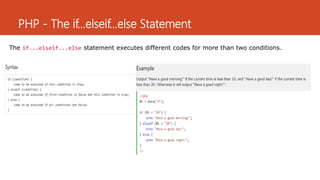 Lesson 6 php if...else...elseif statements | PPTX