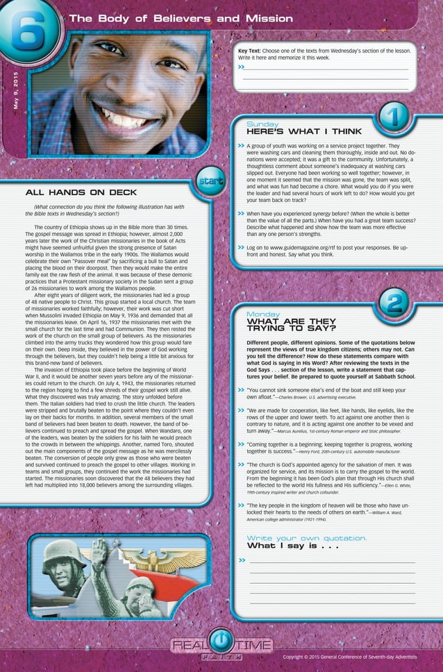 Lesson 6 | Real Time – faith | Sabbath School | Second Quarter 2015 | PDF