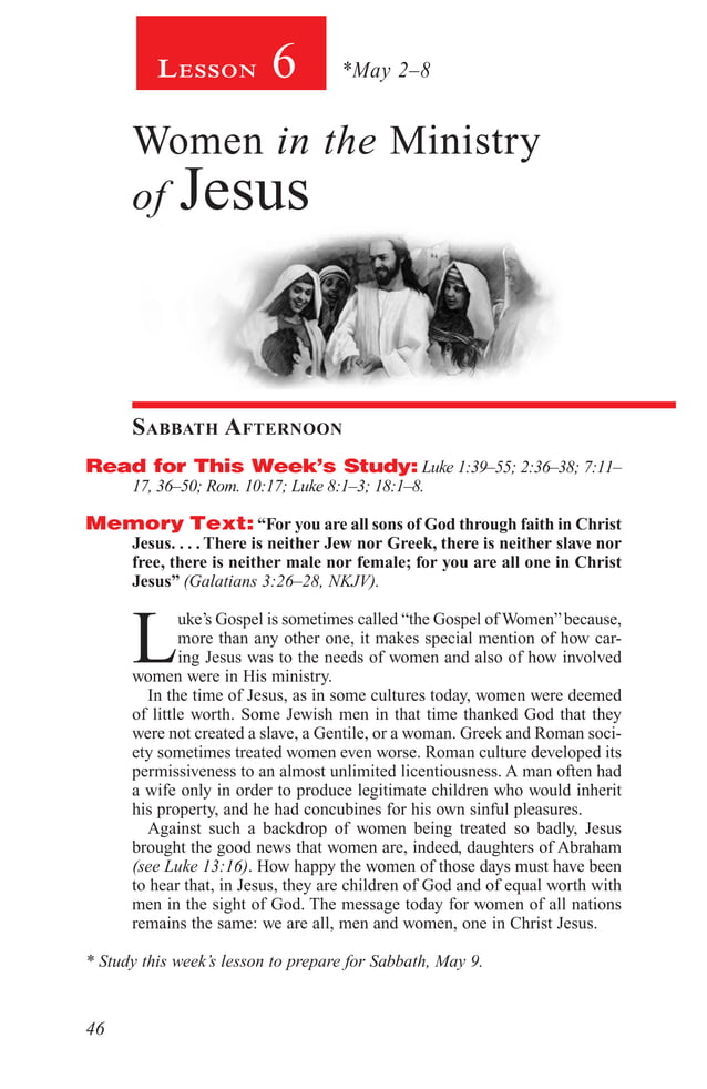 Lesson 6 | Standard edition | Women in the Ministry of Jesus | The Book ...