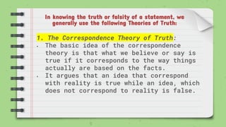 Lesson 6- Theories of Truth - for hand outs.pdf | Physics | Science