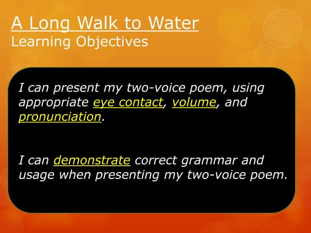 A Long Walk to Water: Lesson6 unit3 | PPT