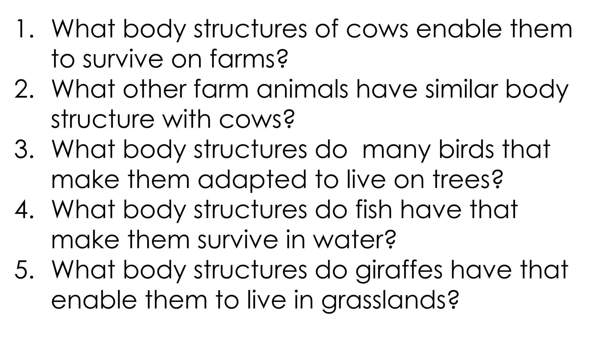 BODY PARTS OF ANIMALS THAT HELP THEM SURVIVE .pptx