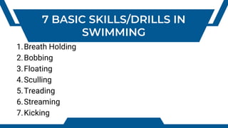 LESSON 6 Basic Skills Drills in Swimming | PDF