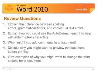 Word Lesson 6B Comments & Printing | PPT