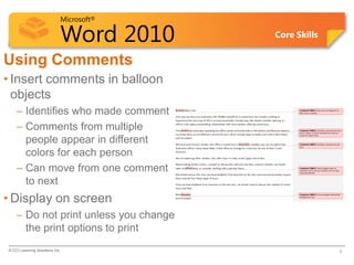 Word Lesson 6B Comments & Printing | PPT