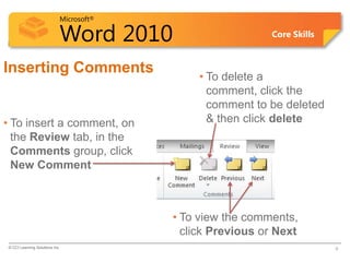 Word Lesson 6B Comments & Printing | PPT