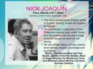 National Artists for Literature and their Contributions | PPTX