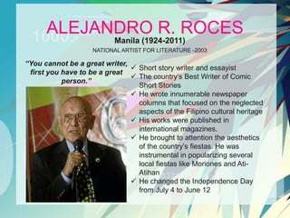 National Artists for Literature and their Contributions | PPTX