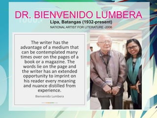 National Artists for Literature and their Contributions | PPTX