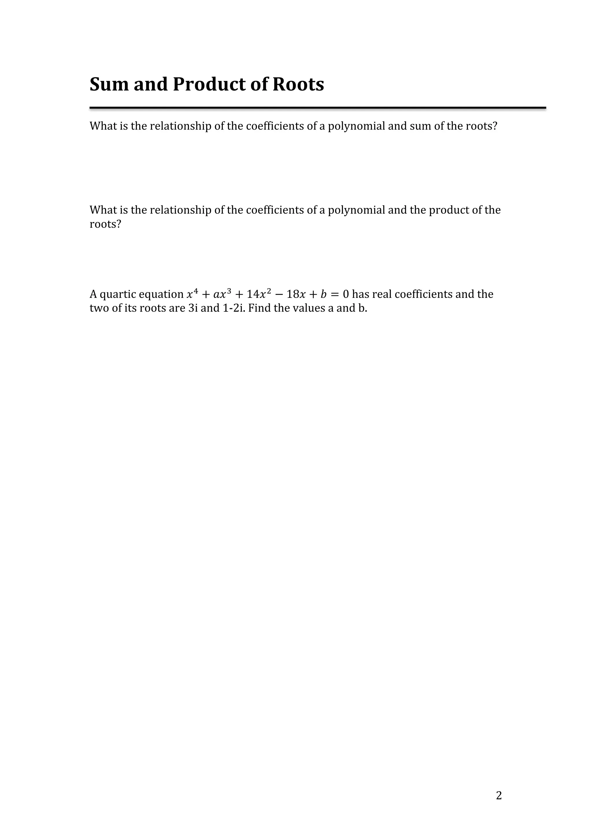 Lesson 6 complex roots of a polynomial equation | PDF