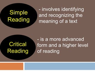 Reading_Lesson 6 Critical Reading as Looking for Ways of Thinking | PPTX